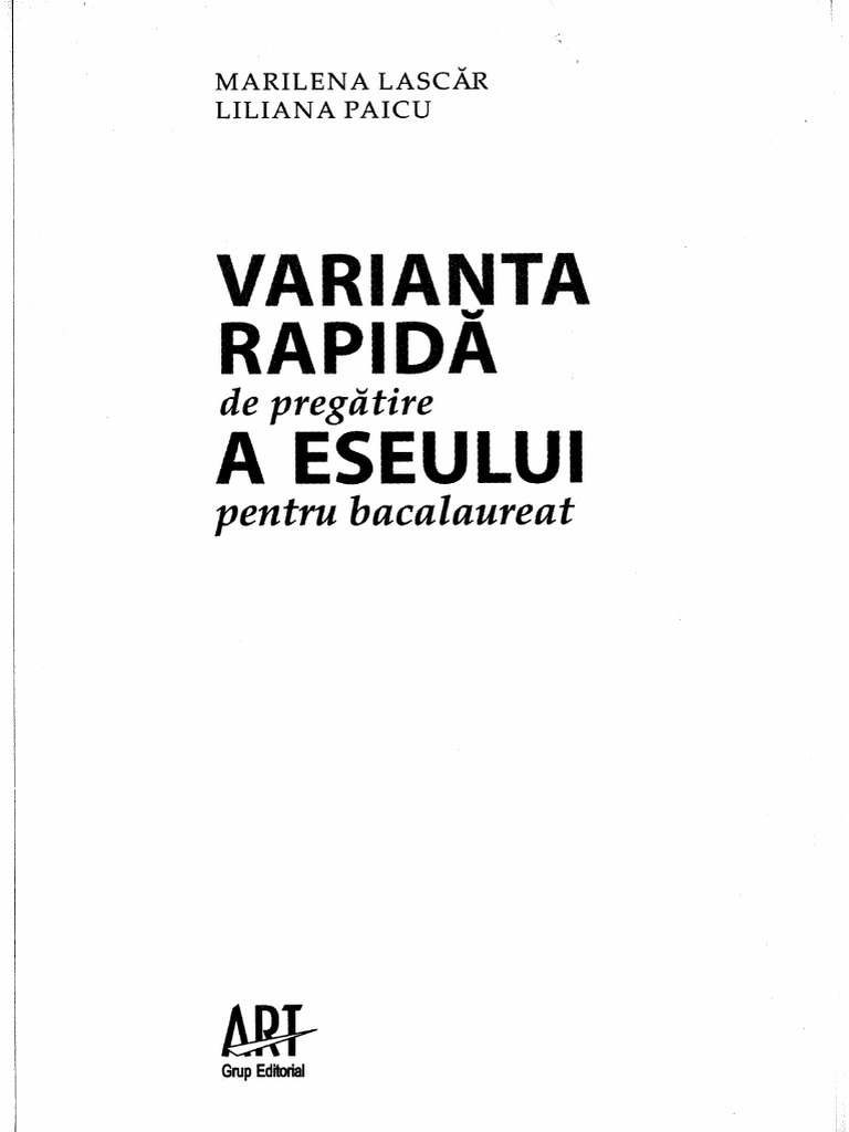 Varianta Rapida de Pregatire A Eseului PT Bac Ed Art | PDF