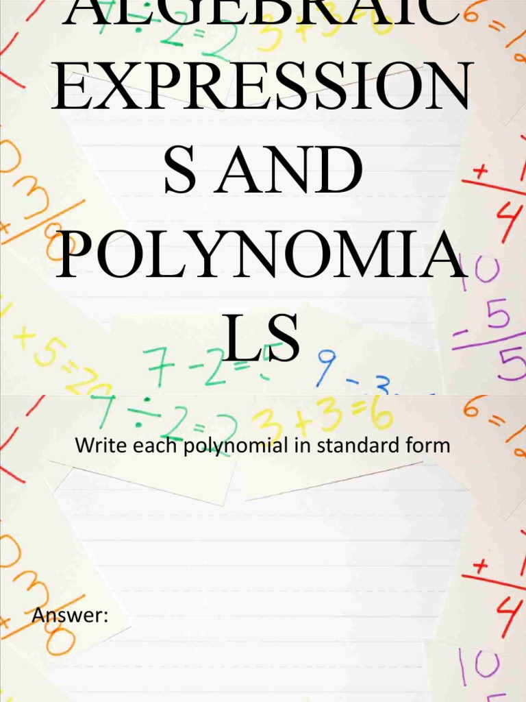Algebraic Expression and Polynomial | PDF | Language Arts & Discipline ...