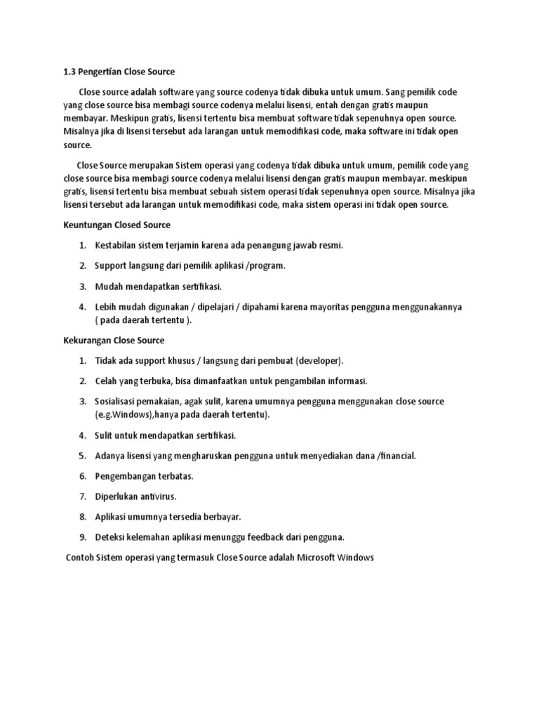 1.3 Pengertian Close Source | PDF