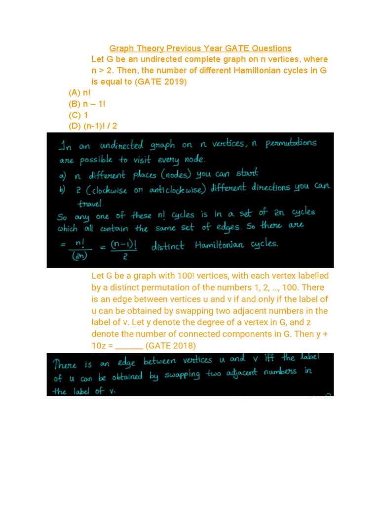 20.previous Year GATE Questions (With Solutions) | PDF | Vertex (Graph Theory) | Graph Theory