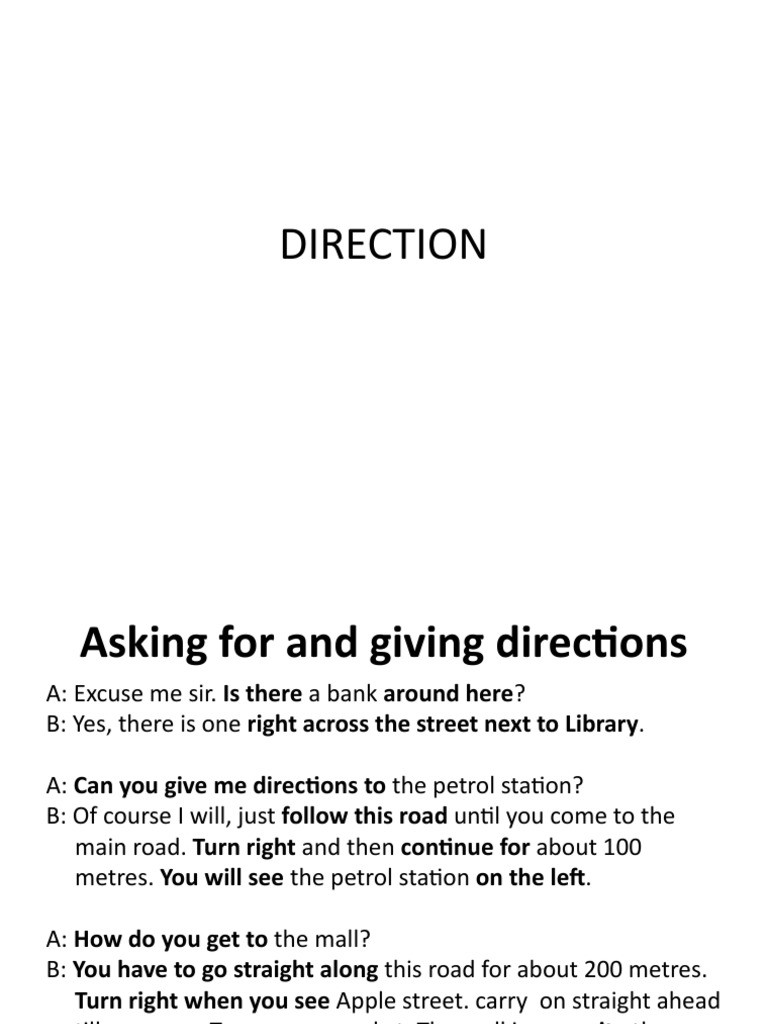 Asking and Giving Direction | PDF