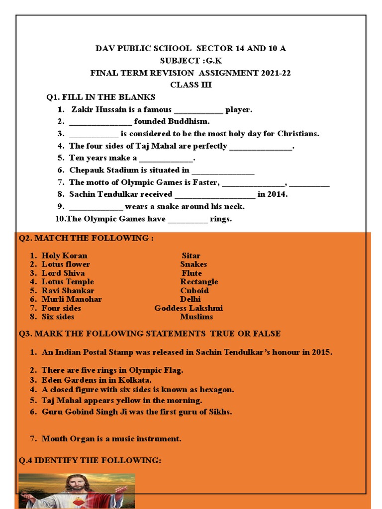 Revision Assignment Grade 3 | PDF