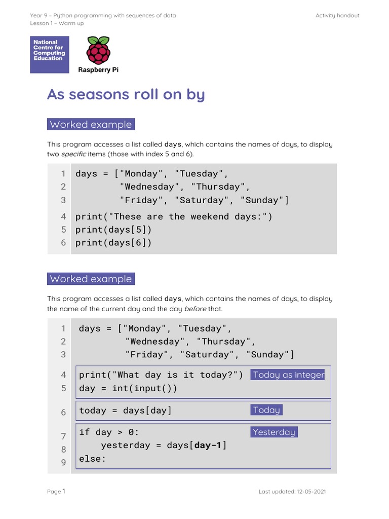 A4 Worksheet - As Seasons Roll On by | PDF | Workweek And Weekend ...