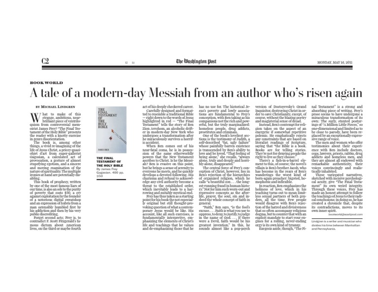 A Tale of A Modern-Day Messiah From An Author Who's Risen Again | PDF ...