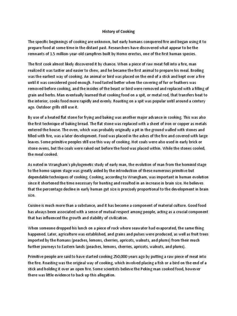 History of Cooking | PDF | Cooking | Baking