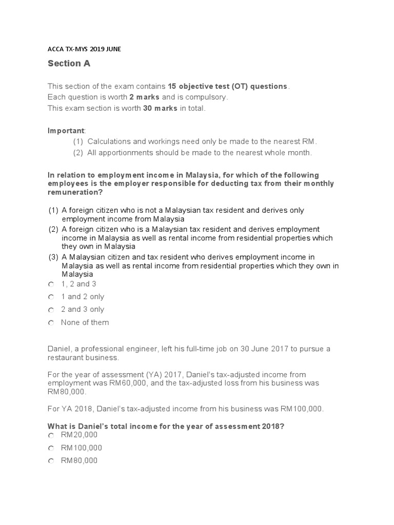 Acca Tx-Mys 2019 June | PDF | Taxes | Value Added Tax