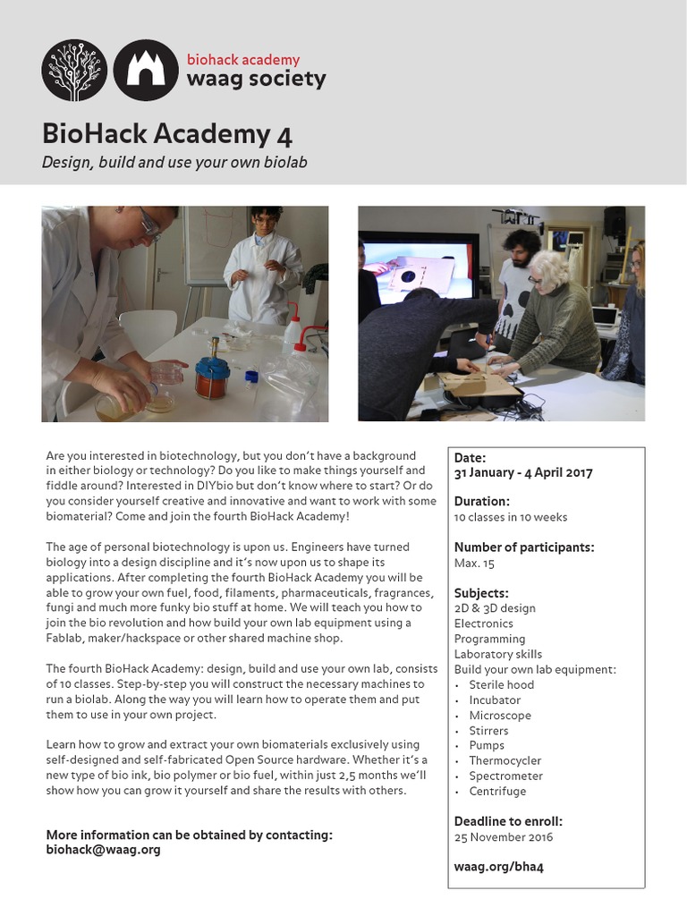 Biohack Academy 4: Design, Build and Use Your Own Biolab | PDF ...