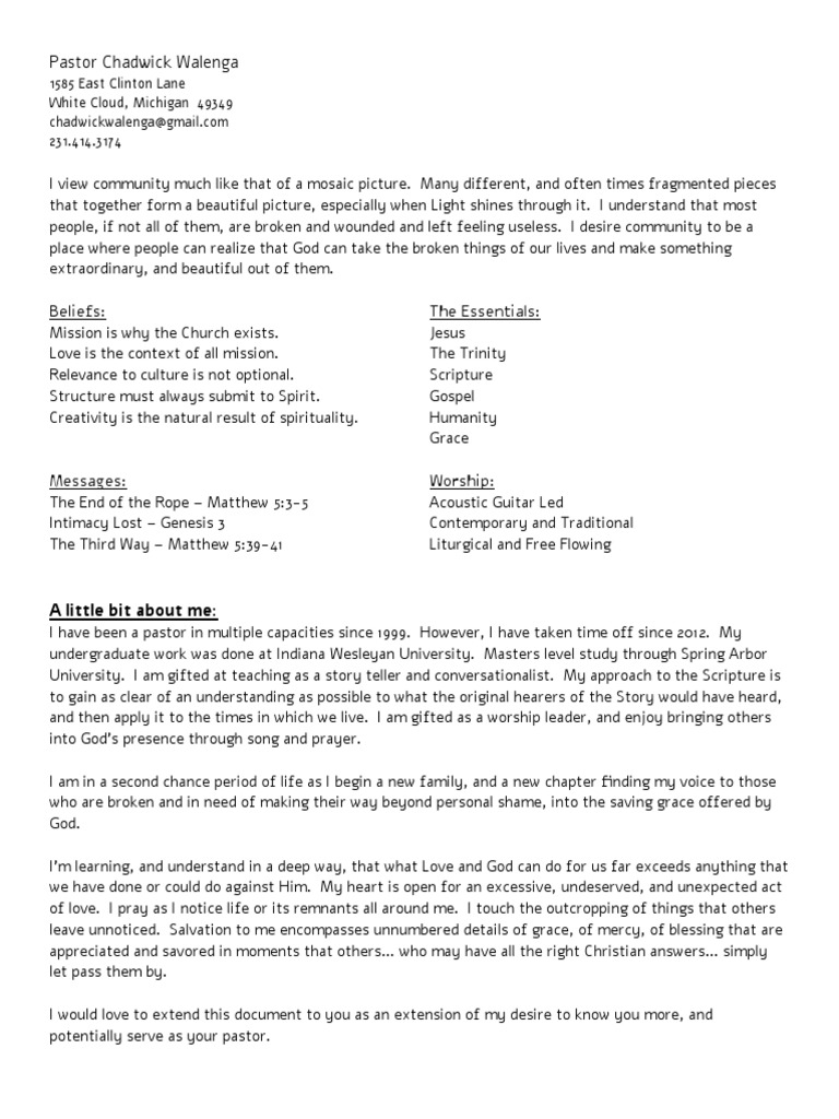 Pastor Chadwick Walenga | PDF | Jesus | Grace In Christianity