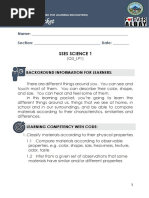 Grade 1 Science SSES Q1 Module 1 Wks1-2 | PDF | Taste | Mango