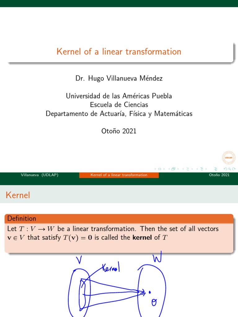 Kernel of A Linear Transformation | PDF | Linear Map | Mathematical Relations