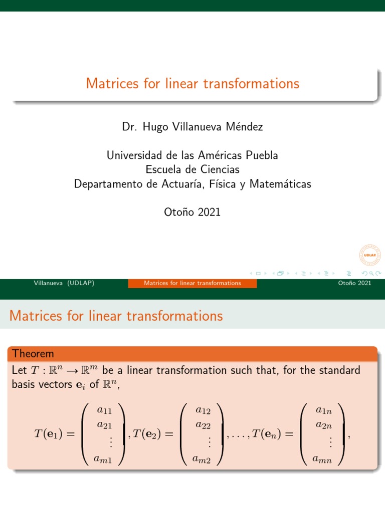 Linear Transformations and Matrices | PDF | Matrix (Mathematics ...