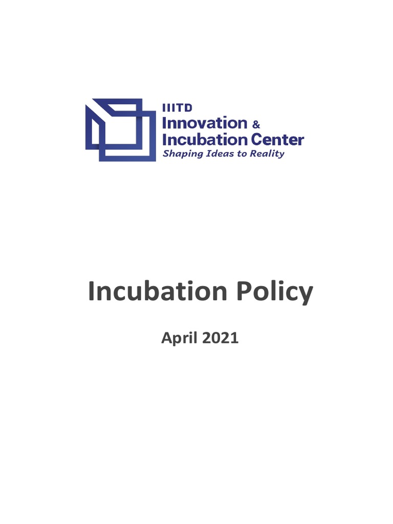 IIITD Incubation Policy Overview | PDF | Startup Company | Small ...