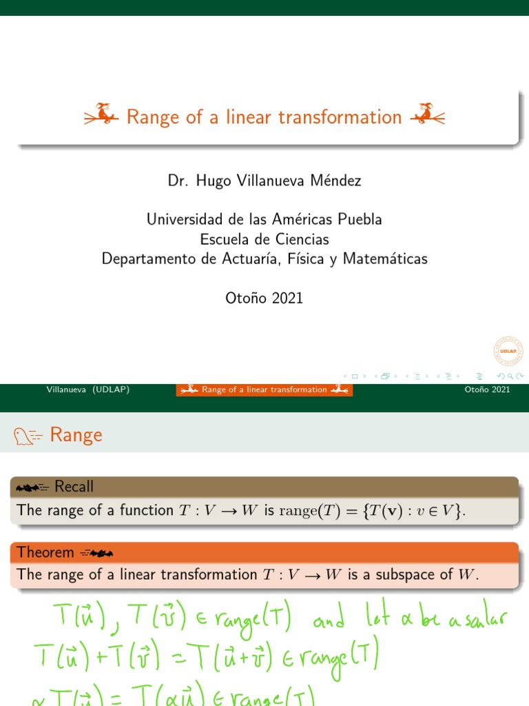 Range of A Linear Transformation | PDF | Geometry | Abstract Algebra