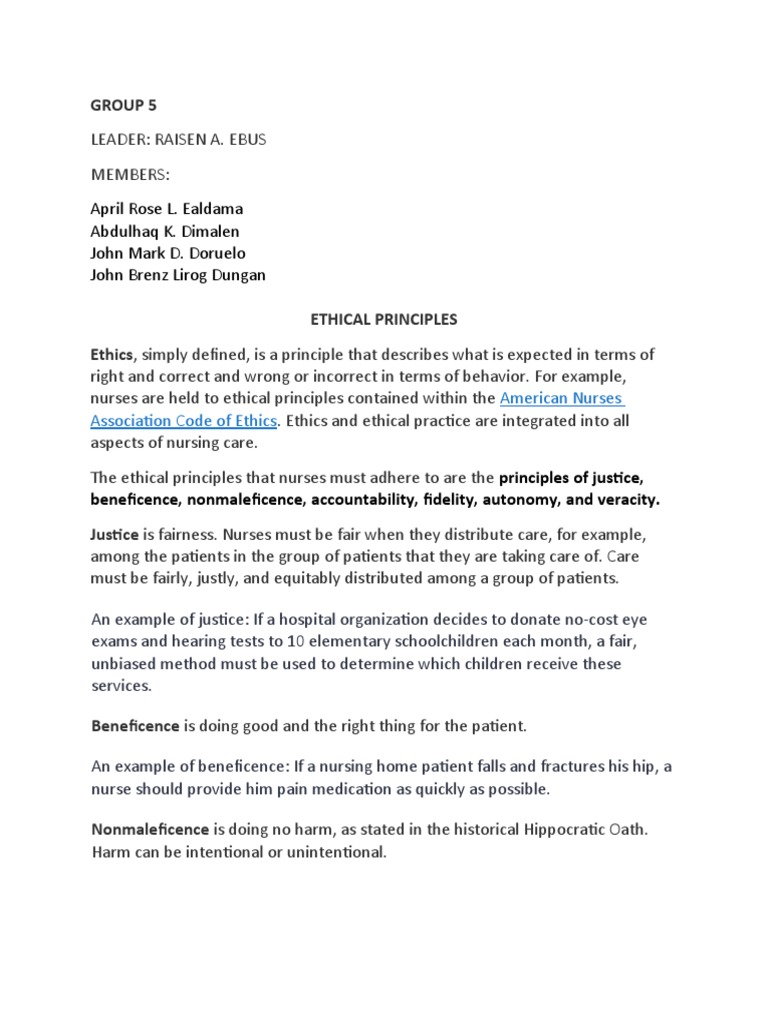 The Ethical Principles that Guide Nursing Practice: Justice ...