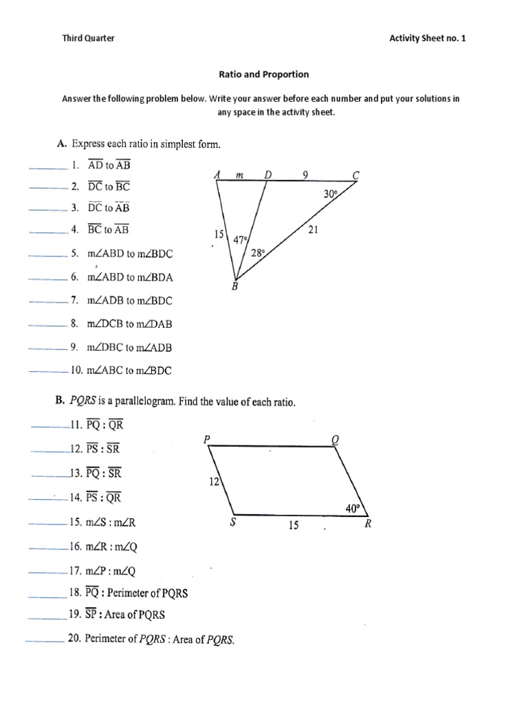 Act. 1 Ratio and Proportion | PDF