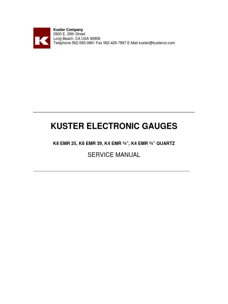 Kuster Electronic Gauges: Service Manual | PDF | Fuse (Electrical ...