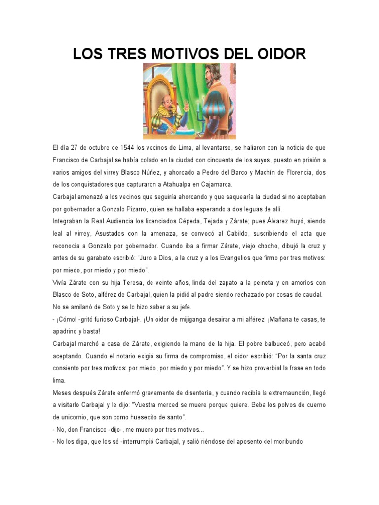 Los Tres Motivos Del Oidor | PDF