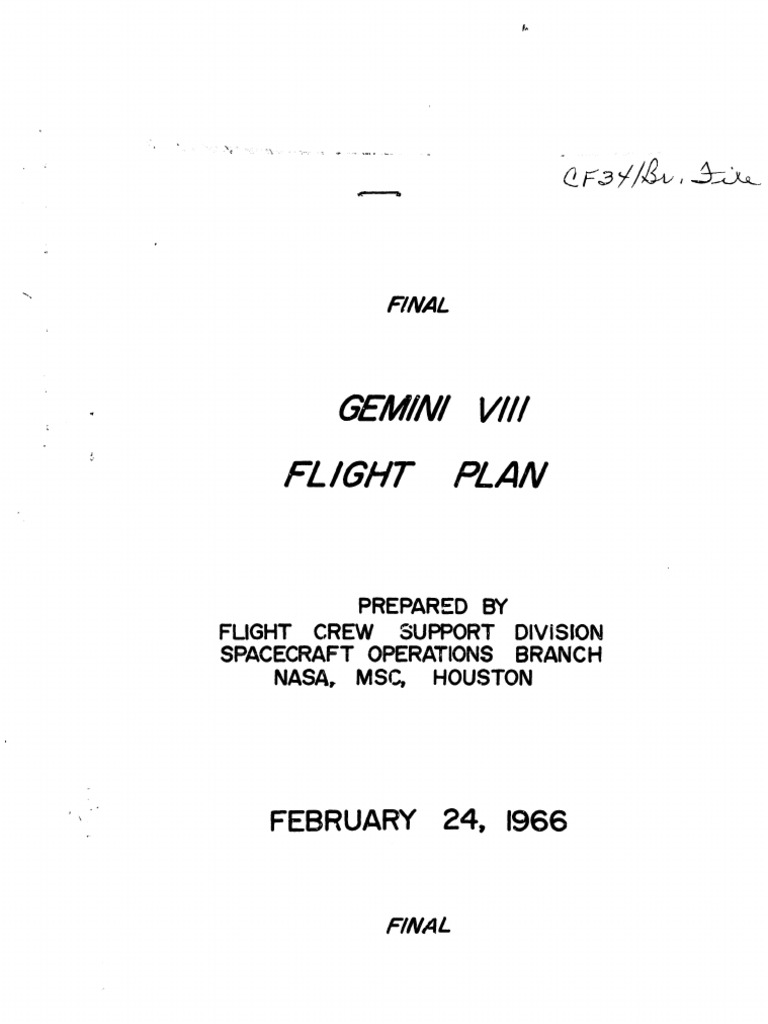Gemini VIII Flight Plan | PDF | Project Gemini | Aerospace Engineering