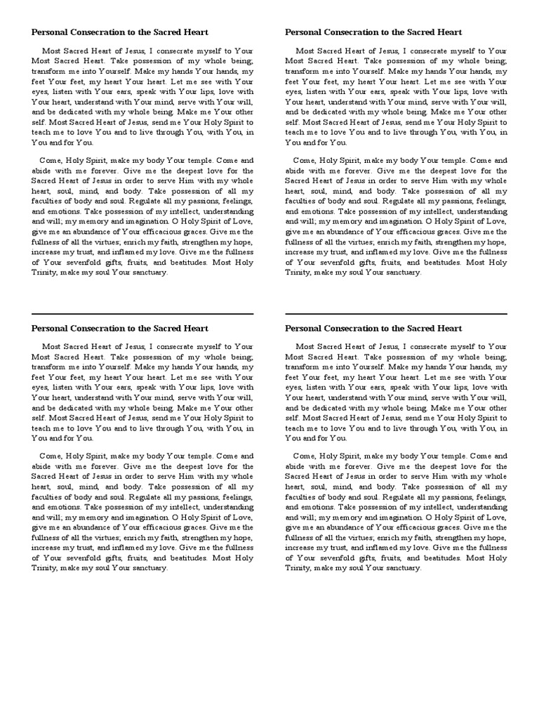 Personal Consecration To The Sacred Heart | PDF | Soul | Consecration