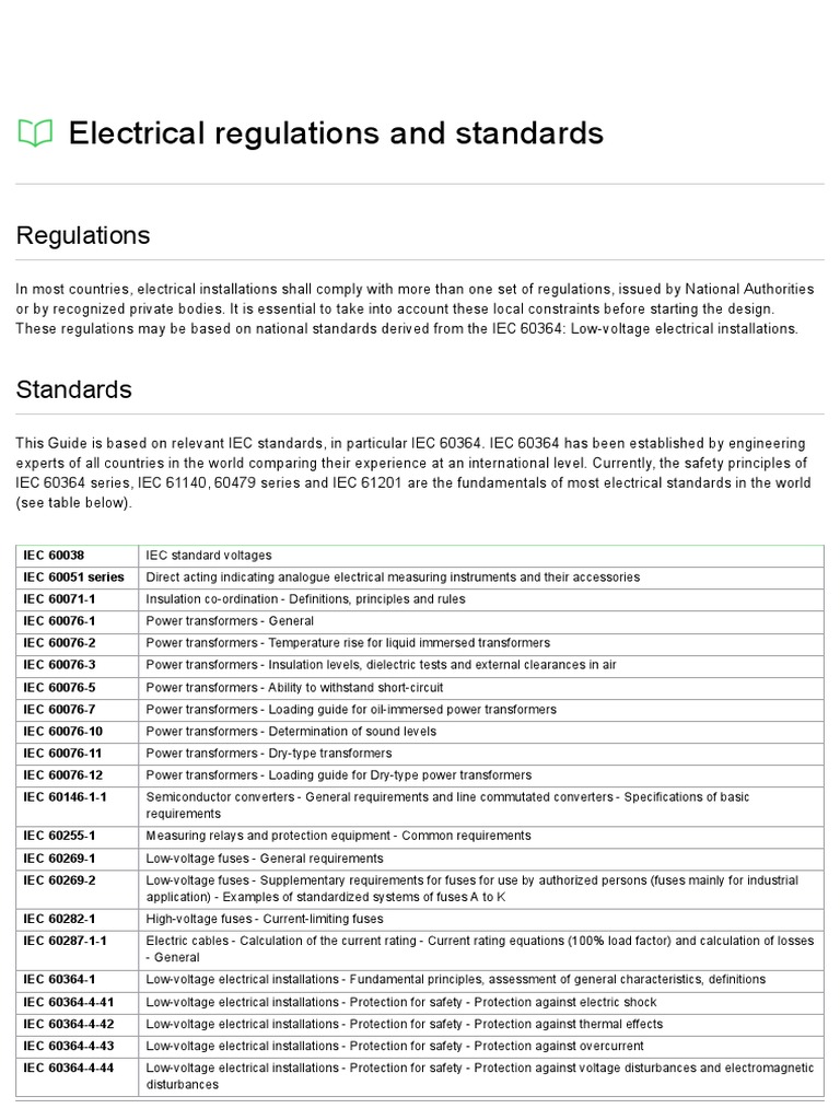 Electrical Regulations and Standards - Electrical Installation Guide ...