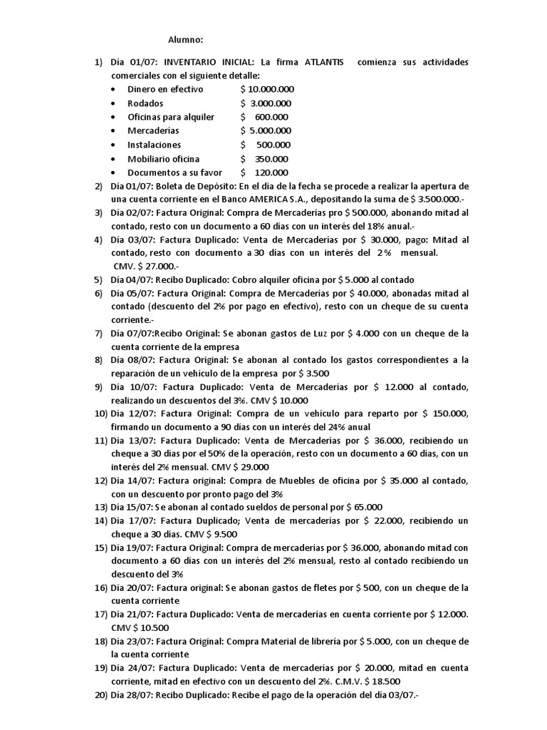 Ejercicio Diagnostico Sic | PDF | Economias