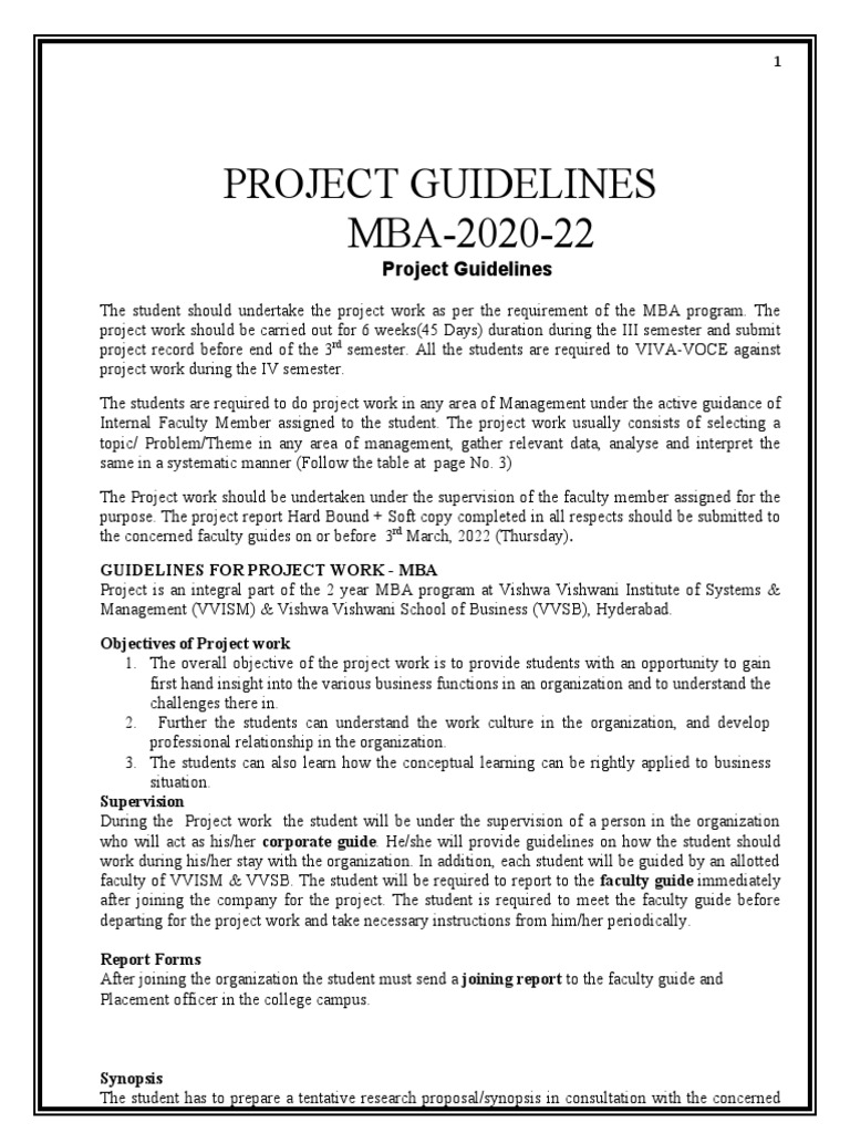 MBA-Project Guidelines | PDF | Statistics | Master Of Business ...