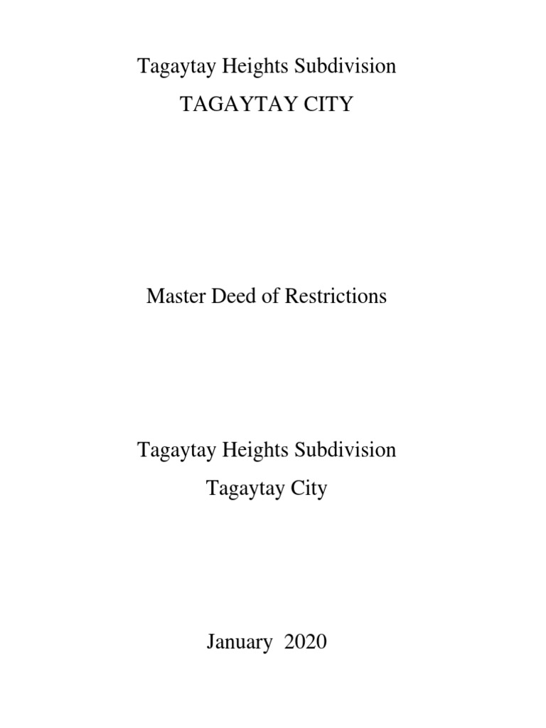 Master Deed of Restrictions | PDF | Land Lot | Mortgage Law