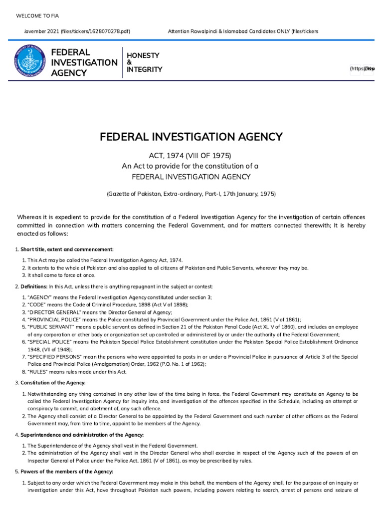 FIA Act | PDF | Prosecutor | Federal Government Of The United States