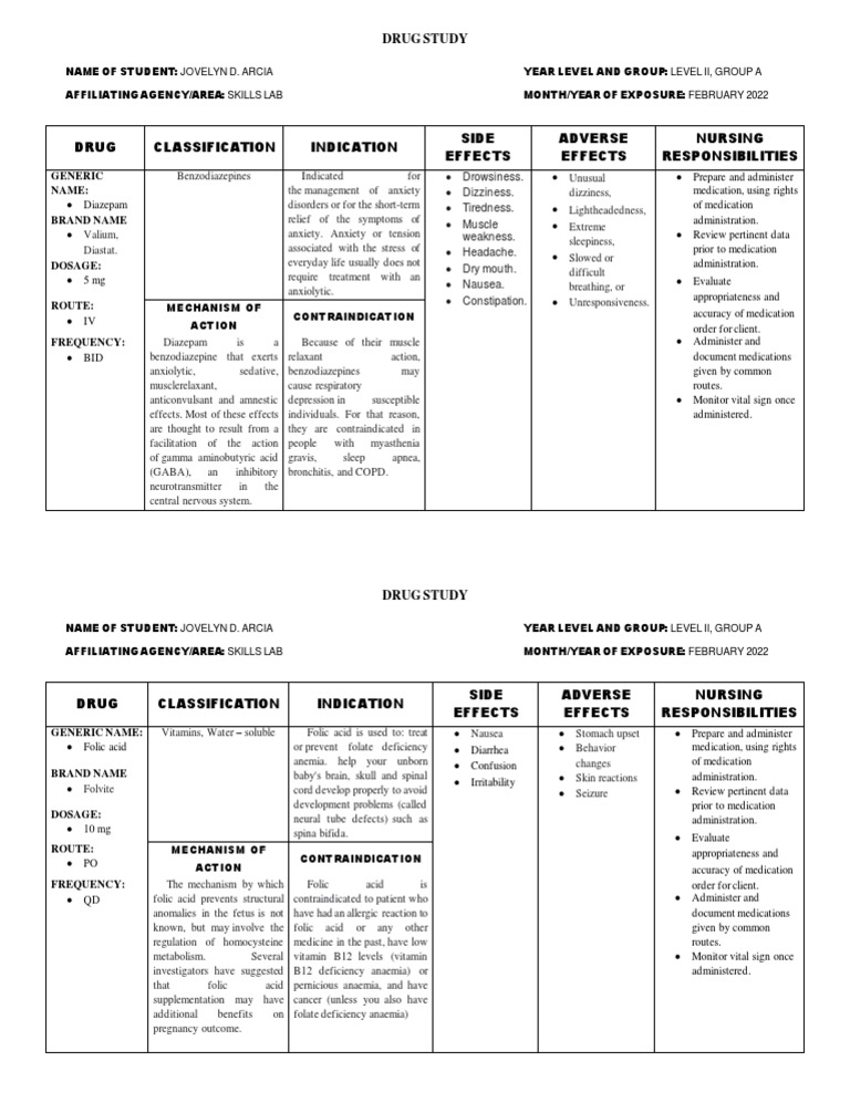 Drug Study (Newborn Screening) | PDF | Benzodiazepine | Clinical Medicine
