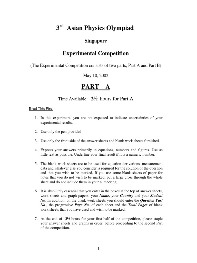 3 Asian Physics Olympiad: Experimental Competition | PDF | Polarization ...
