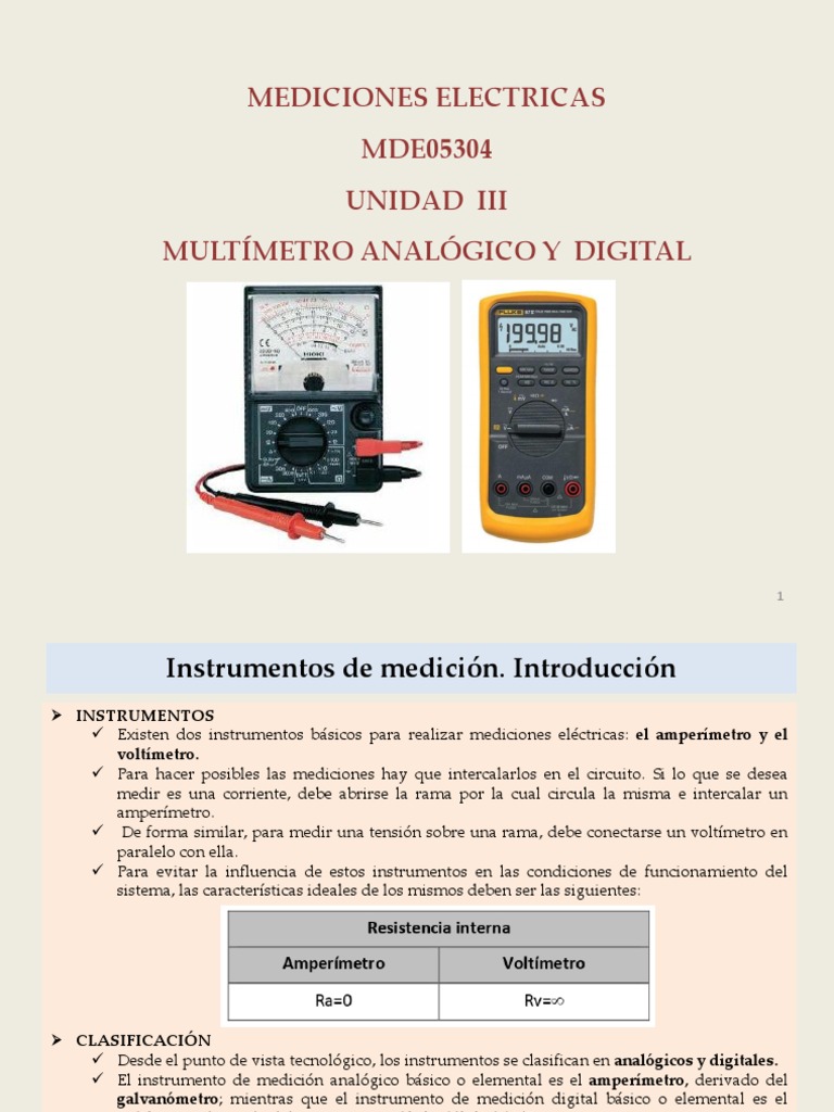 V2 - CLASE - UNIDAD III - Multímetro Analógico y Digital | PDF ...