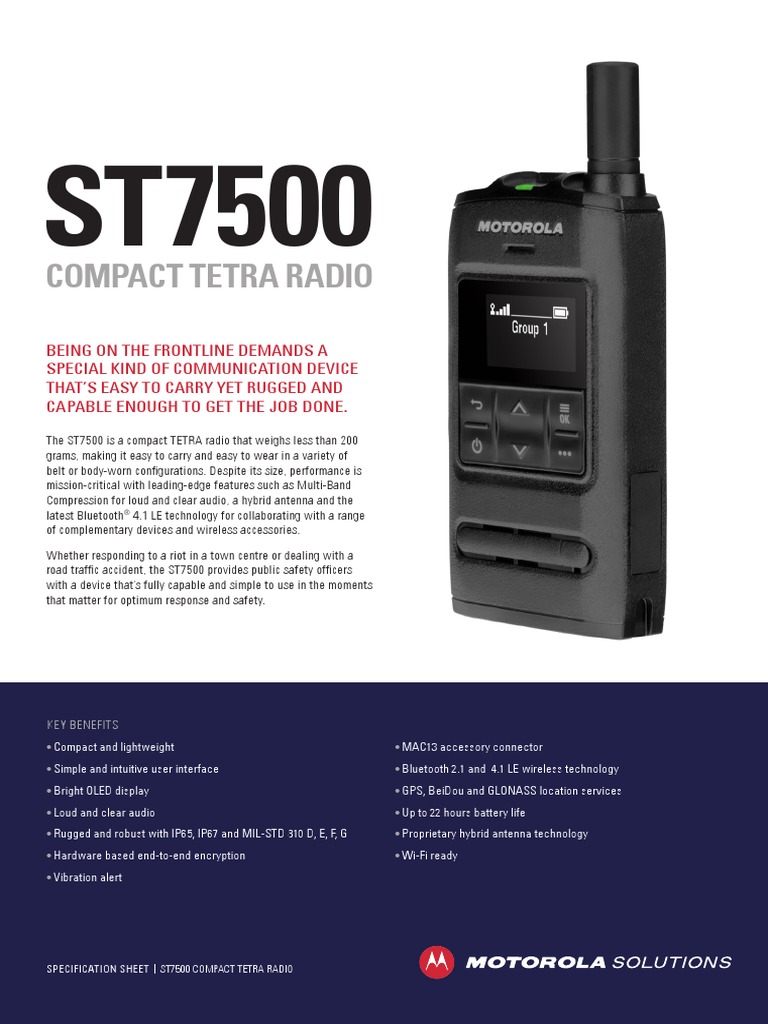 St7500 Specification Sheet Eng | PDF | Bluetooth | Battery Charger