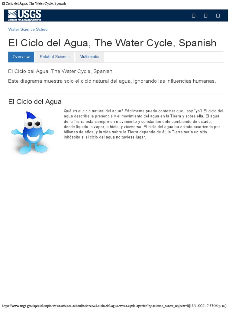 El Ciclo Del Agua, The Water Cycle, Spanish | PDF | Agua | Agua subterránea