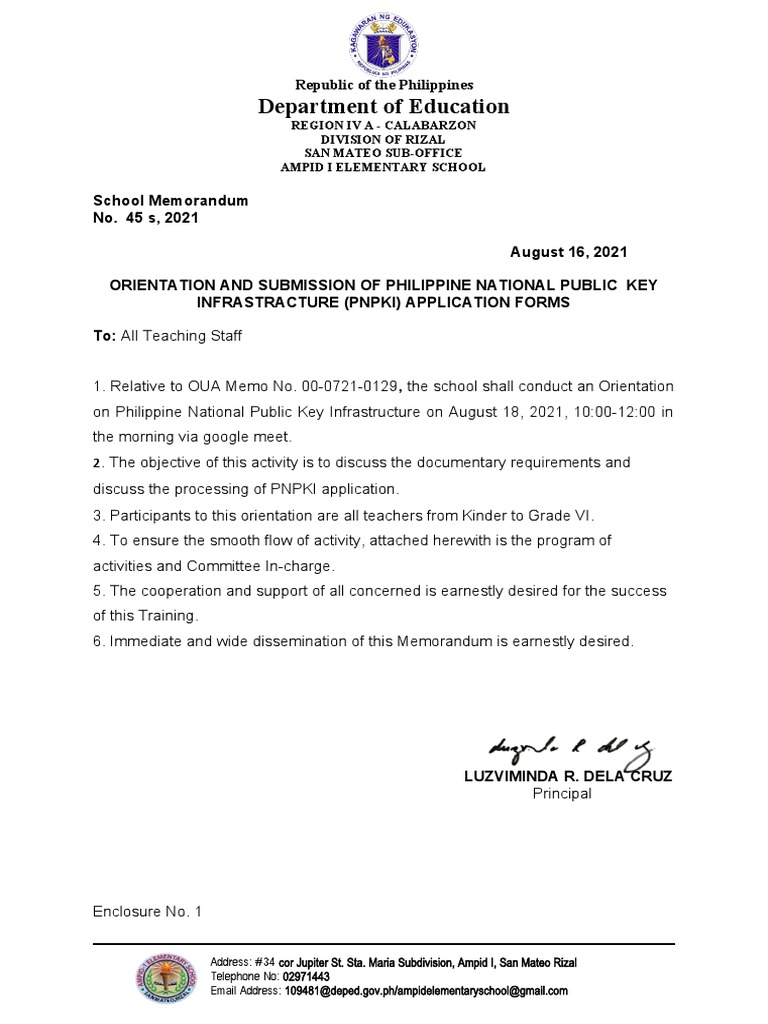 Memo-on-Orientation and Submission of PNPKI | PDF