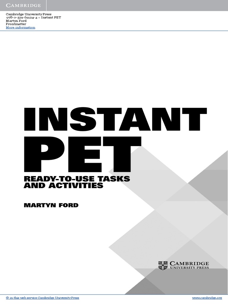Instant Pet Pre Intermediate Level Contents | PDF | Test (Assessment ...