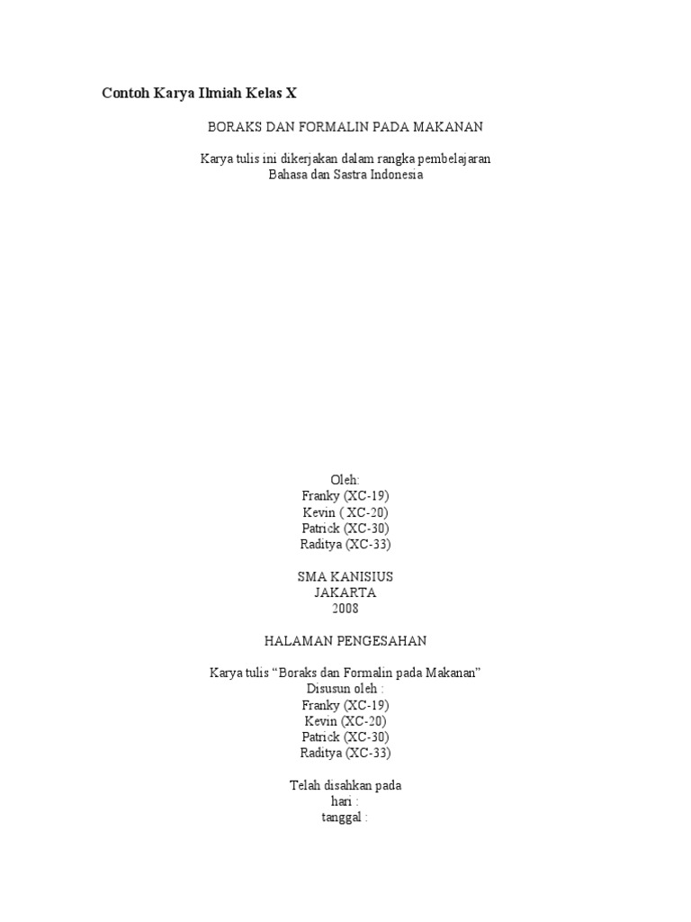 Contoh Karya Ilmiah Kelas X | PDF | Kajian Bahasa Asing