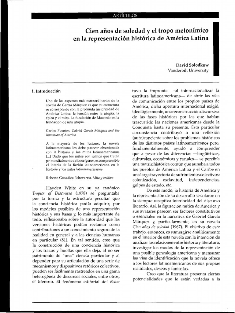 Cien Años de Soledad y Representacion A.L. | PDF | Novelas | America latina