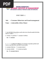 Marketing Management Quiz: Consumer Behavior | PDF | Consumer Behaviour ...