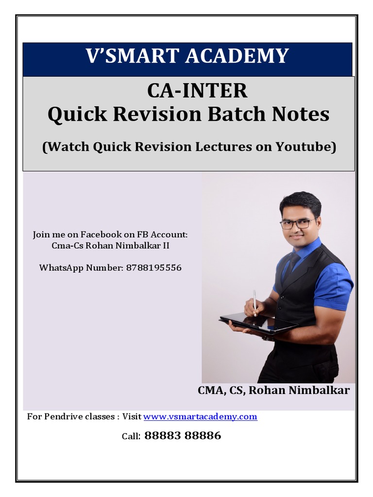CA Inter Accounting Revision Notes | PDF | Income Statement | Inventory