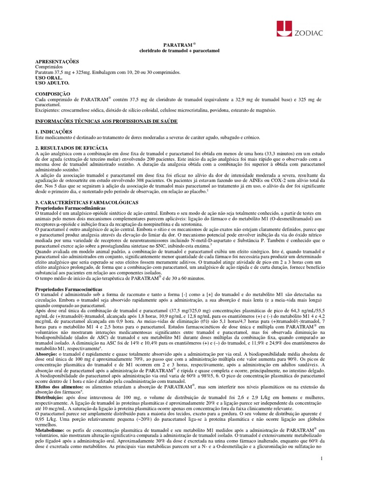 Bula do Paratram: Indicações e Composição | PDF | Gravidez ...