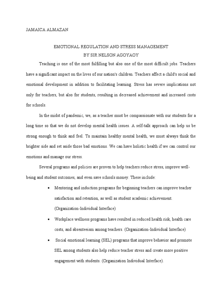 Emotional Regulation and Stress Management | PDF