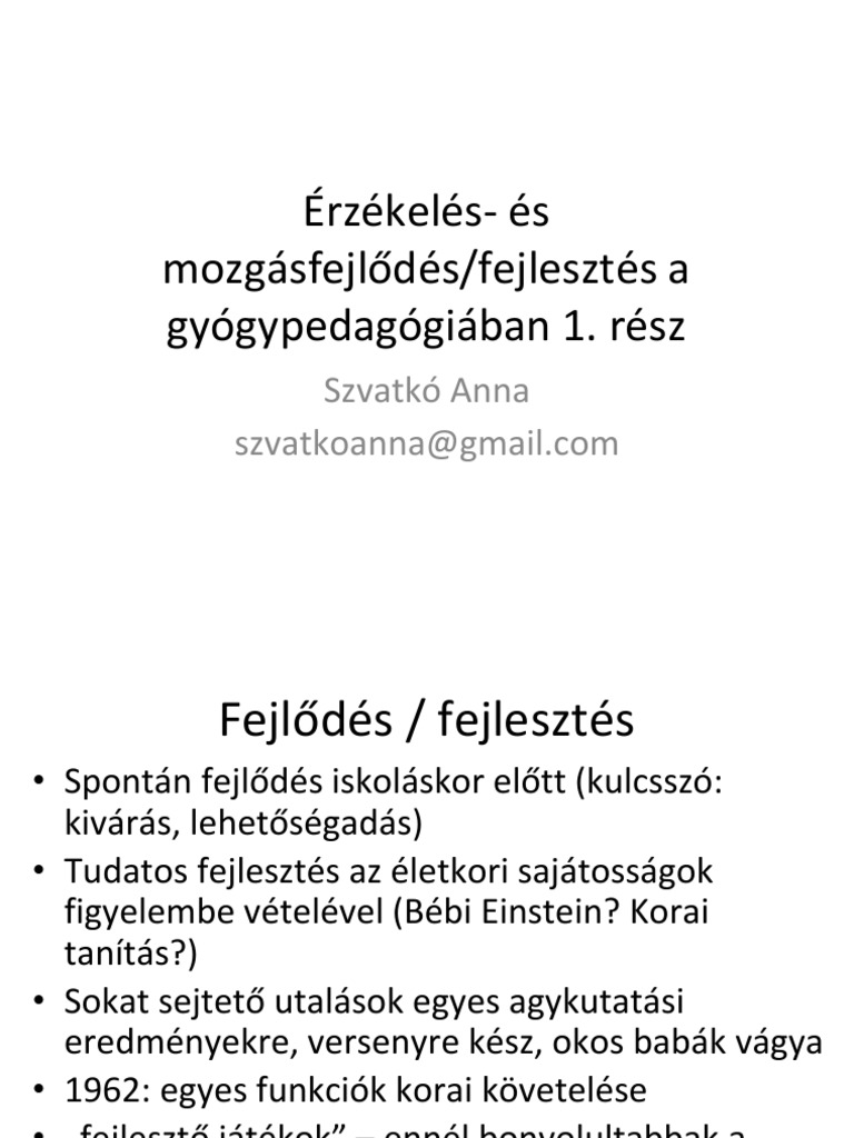 Érzékelés - És Mozgásfejlődés - Lev1 | PDF