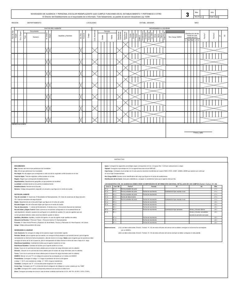 Planilla 3 Novedades | PDF