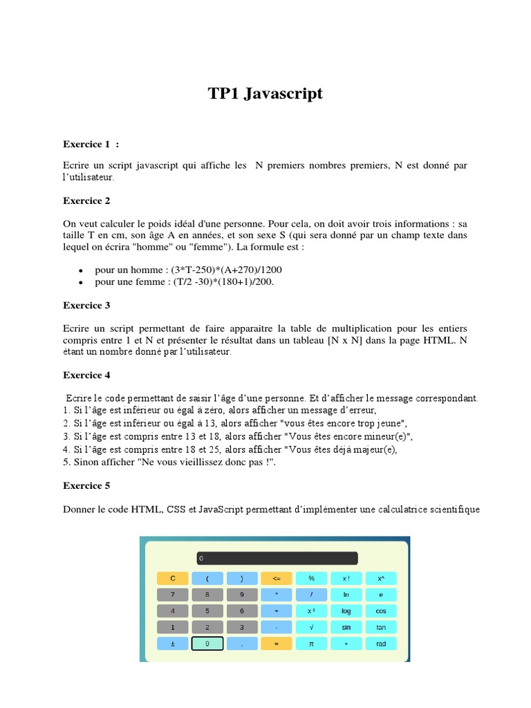 TP1 Javascript 2021 | PDF | JavaScript | Html