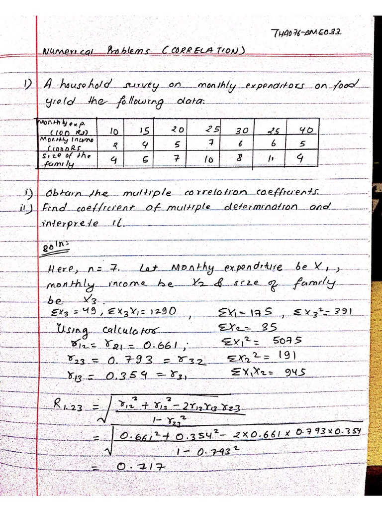 Numerical Related To Correlation and Regression | PDF