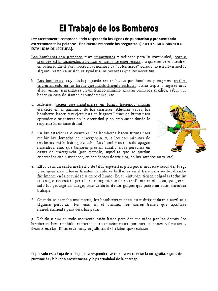 Los Bomberos Son Personas Muy Importantes | PDF | Bombero