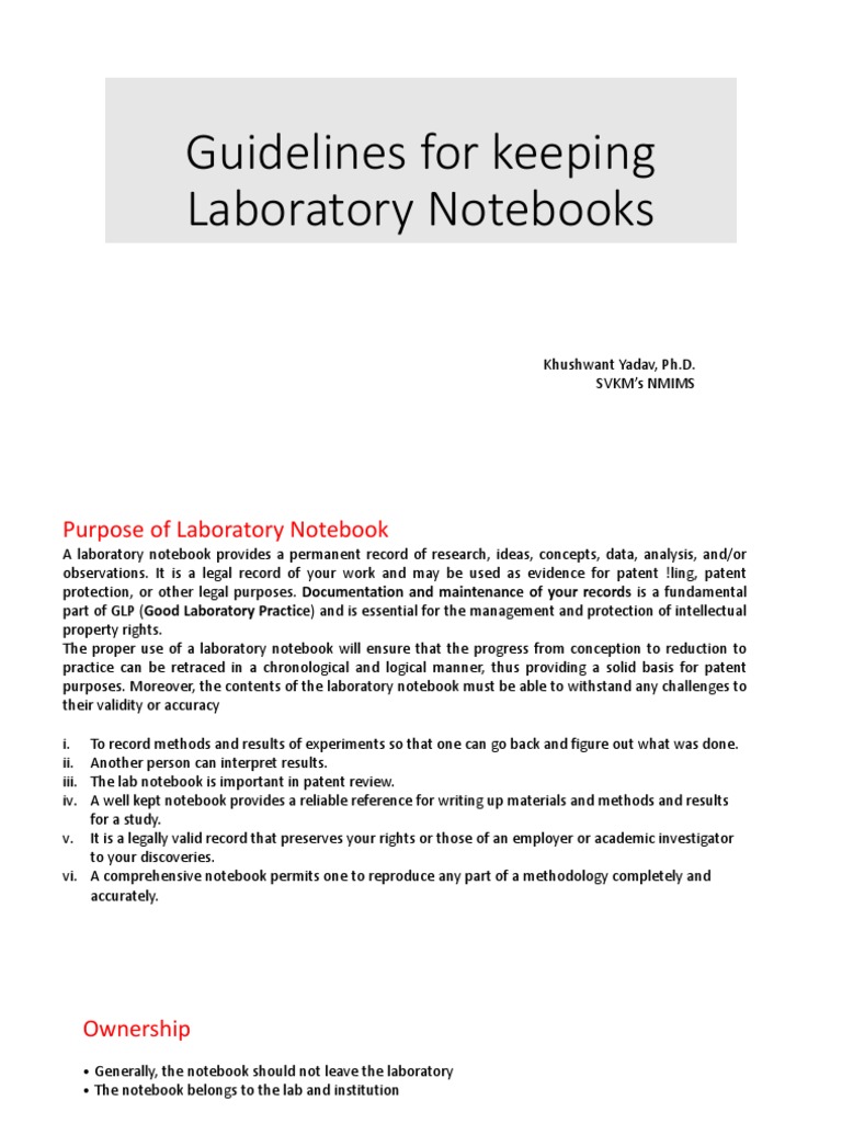 Laboratory Notebook Guidelines | PDF | Notebook | Experiment