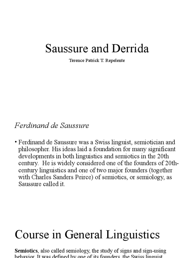 Saussure and Derrida | PDF | Semiotics | Deconstruction
