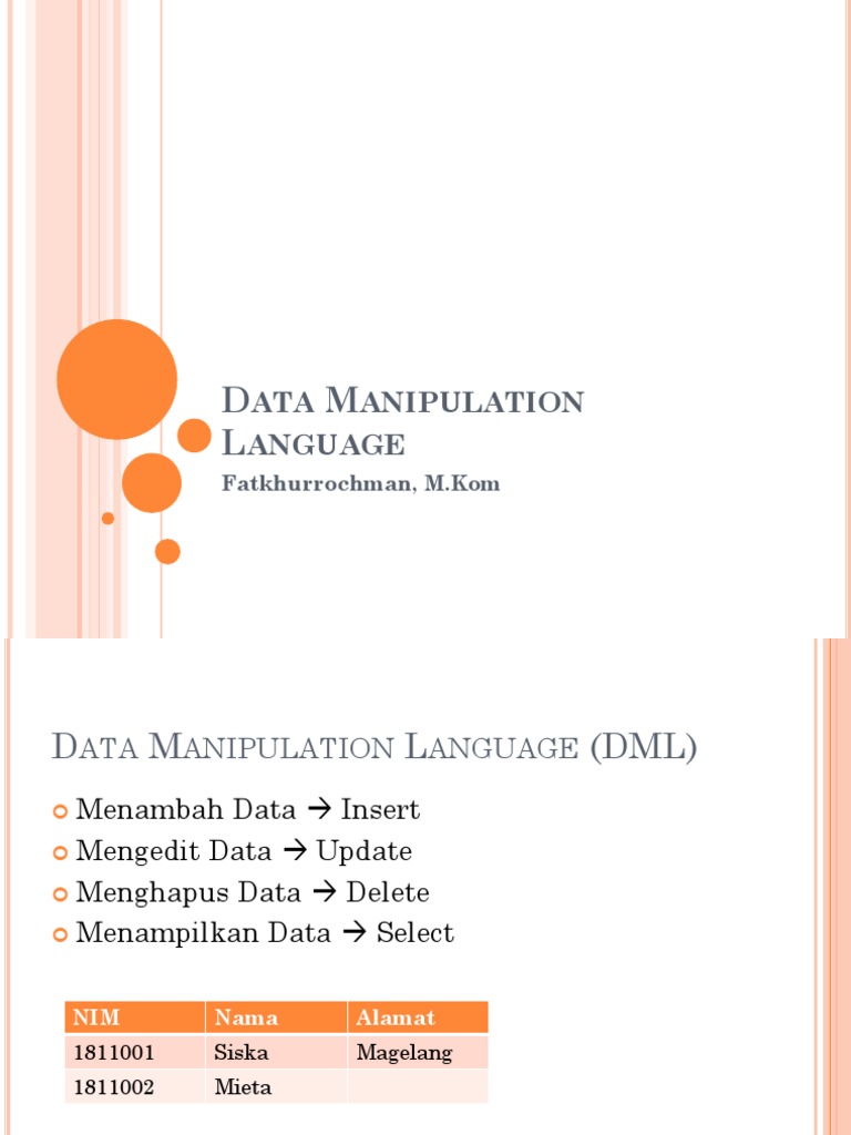 Data Manipulation Language (DML) | PDF