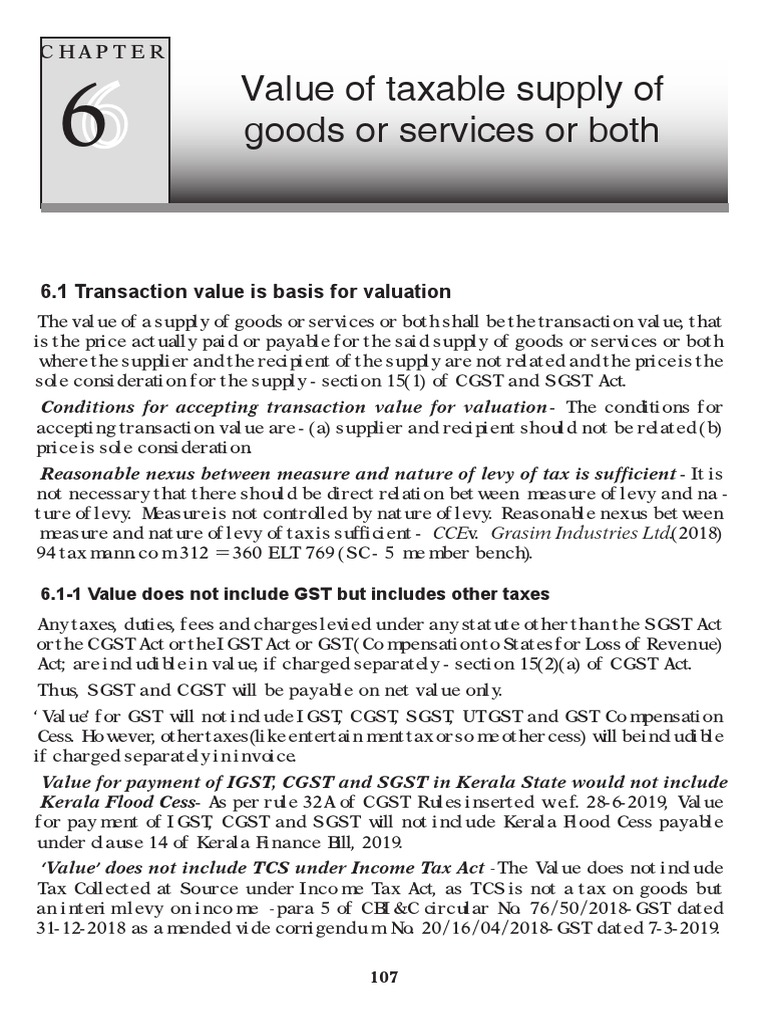 Value of Taxable Supply of Goods or Services or Both: 6.1 Transaction ...